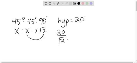 Solved The Hypotenuse Of A 45° 45° 90° Triangle Measures 24 Inches What Is The Length Of One