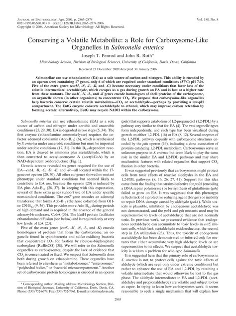 Pdf Conserving A Volatile Metabolite A Role For Carboxysome Like