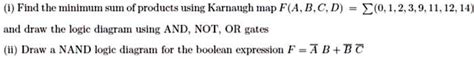 Solved Find The Minimum Sum Of Products Using Karnaugh Map F A B C D 0 1 2 3 9 11