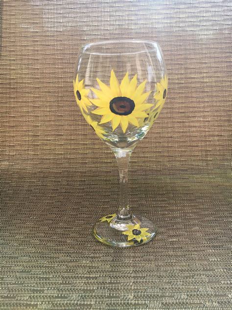 Personalized Sunflower Wine Glass Sunflower Wine Set Etsy