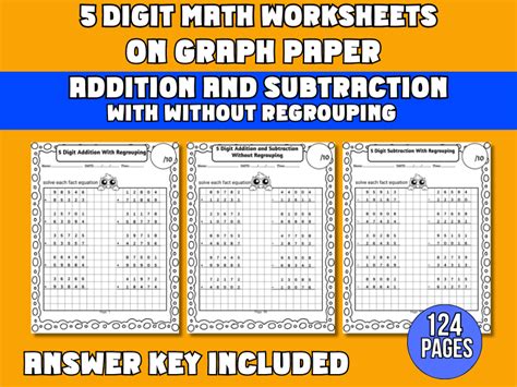 5 Digit Addition Subtraction With And Without Regrouping Worksheets