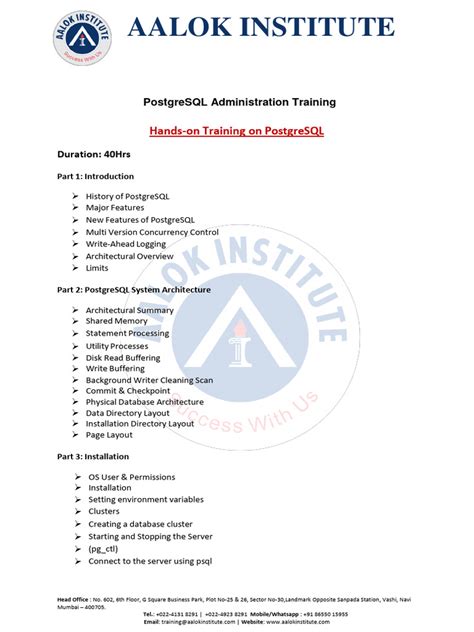 Postgresql Syllabus Pdf Postgre Sql Databases