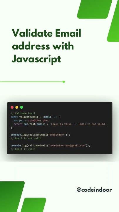 Validate Email Address With Javascript Javascript Codeindoor Js Code Reactjs Nodejs Youtube