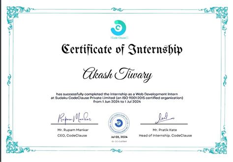 akash tiwary on linkedin webdevelopment internship codeclause growthmindset