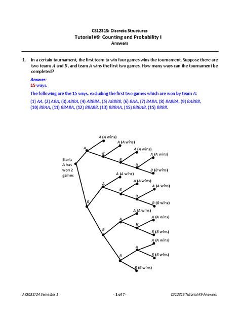 Tut09ans Post Ans For Tut Cs1231s Discrete Structures Tutorial 9