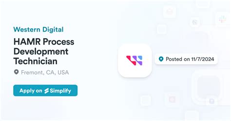 Hamr Process Development Technician Western Digital Simplify Jobs