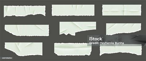 수학 공책에서 찢어진 바둑판 무늬 종이 조각이 담긴 키트 구겨진 스티커가 있는 스티커 시트입니다 벡터 현실적인 접착 질감입니다 콜라주 포스터 배너를 위한 요소 0명에 대한