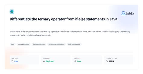 Differentiate The Ternary Operator From If Else Statements In Java Labex