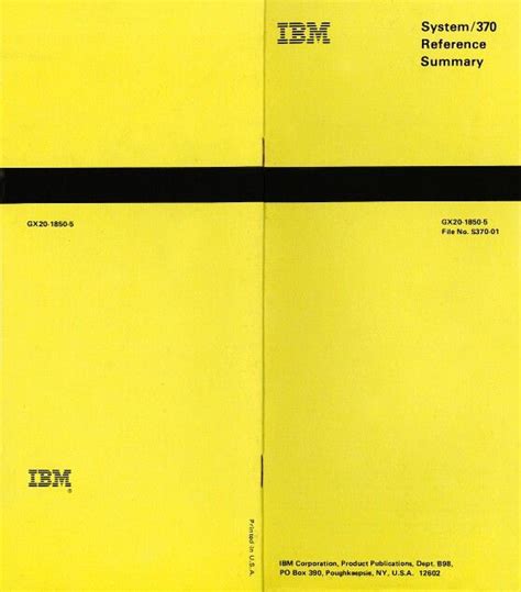 Ibm System370 Reference Summary