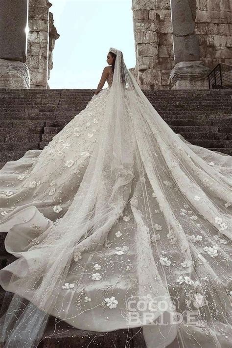 Luxury Beaded Long Sleeve Lace Ball Gown Wedding Dress Beaded Lace