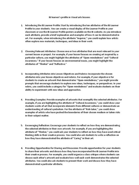 Ib Visual Arts With Examples Pdf Essays Critical Thinking
