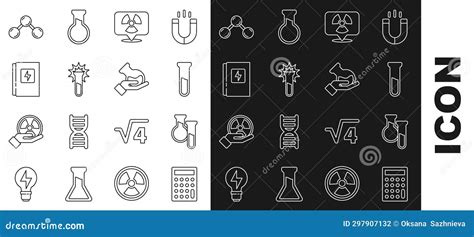 Set Line Calculator Test Tube And Flask Radioactive In Location Electrical Panel Molecule