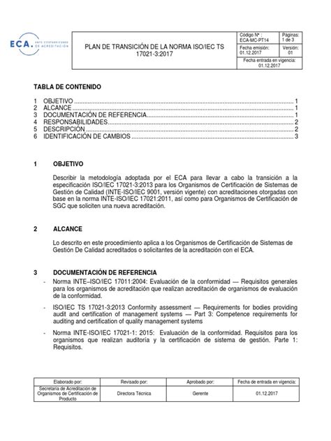 Eca Mc Pt14 Plan De Transicion Norma 17021 3 2017 Vf V01 Pdf