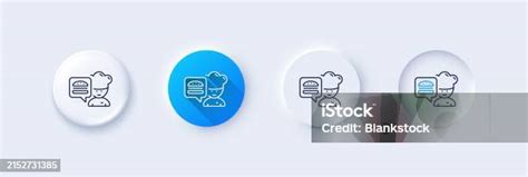 요리사 라인 아이콘입니다 햄버거 간판이 있는 수석 밥솥 선 아이콘 벡터 3차원 형태에 대한 스톡 벡터 아트 및 기타 이미지 3차원 형태 고급 그라데이션 Istock