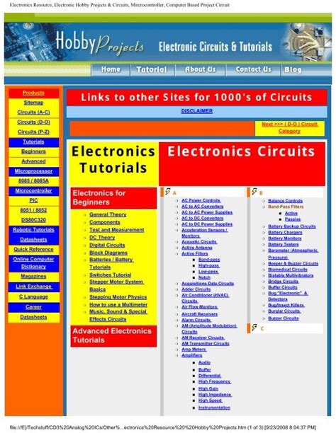 Electronics Resource Electronic Hobby Projects And Circuits