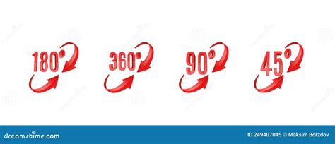 3d Curve Arrows And Rotation Angle Degrees Sing Stock Vector Illustration Of Concept Rotate