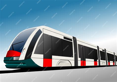Transporte Urbano Tranvías Color Vector Ilustración 3d Para Diseñadores Vector Premium