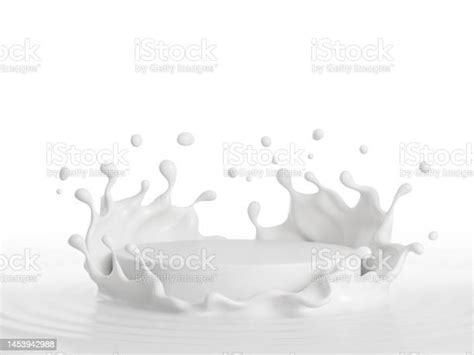 흰색 연단이 있는 우유 튀김 우유 제품 디스플레이를 위한 모형 배경 3d 렌더링 우유에 대한 스톡 사진 및 기타 이미지 우유