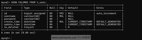 Mysql 查看表结构 犬小哈教程