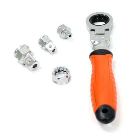 5pc Sae Racheting Swivel Head Box Wrench Adapter Set Convert Low