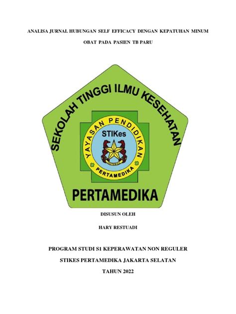 Analisis Jurnal Hubungan Self Eficacy Dengan Kepatuhan Minum Obat Pada