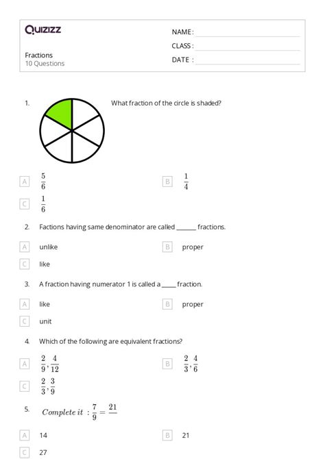 50 Fractions Worksheets For 5th Class On Quizizz Free And Printable