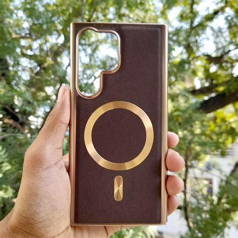 Electroplated Leather Texture Magnetic Charging Compatible Case For Sa