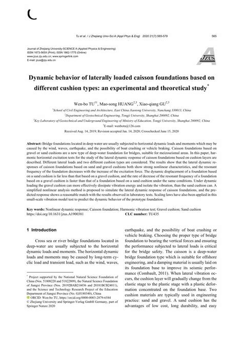 Pdf Dynamic Behavior Of Laterally Loaded Caisson Foundations