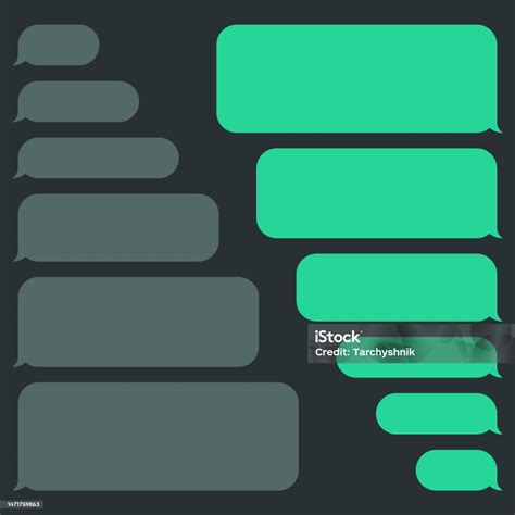 다양한 메시지 거품을 비워 둡니다 녹색 채팅 또는 메신저 음성 거품 Sms 텍스트 프레임 단문 메시지 전송 다크 모드 벡터 일러스트 레이 션 Brand Name Online