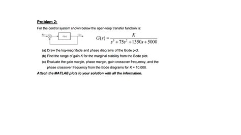 Solved For The Control System Shown Below The Open Loop Chegg