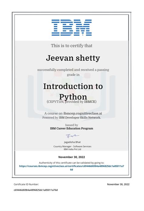 Im Excited To Complete The Introduction To Python Course Via The Ibm