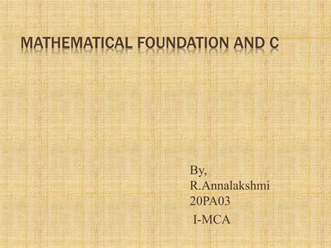 Mathematical Foundation And C Ppt