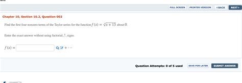 Solved Full Screen Printer Version Back Next Chapter 10