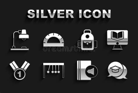 Set Pendulum Online Class Graduation Cap Speech Bubble Audio Book