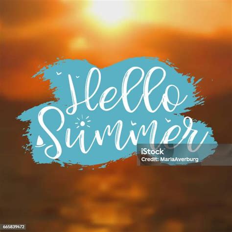 석양을 배경으로 여름 카드 안녕하세요 벡터 일러스트 레이 션 계절에 대한 스톡 벡터 아트 및 기타 이미지 계절 디자인 러시아 Istock
