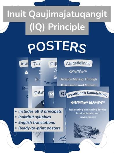 Inuit Iq Principles Poster Set Inuktitut Syllabics And English Translations