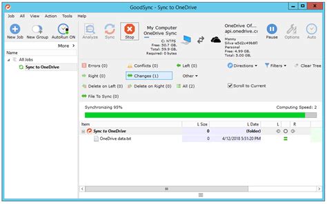 Syncing To OneDrive GoodSync