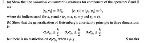 solved 2 a show that the canonical commutation relations