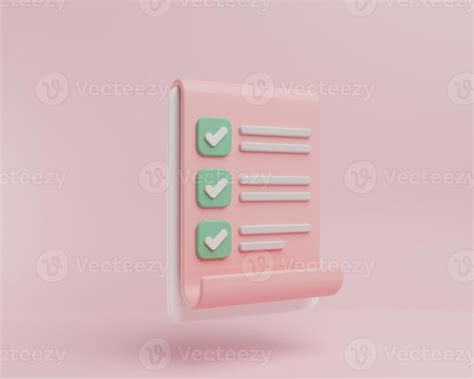 Checklist On D Clipboard Paper Document In Test Form With Check Marks And Stripes Abstract