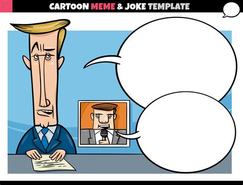 Cartoon Meme Template With Speech Bubble And Tv Host 9885858 Vector Art