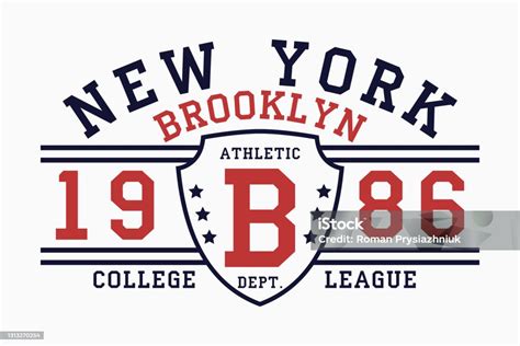 브루클린 뉴욕 슬로건 타이포그래피 그래픽 용 티셔츠 의류에 대한 대학 인쇄 벡터 뉴욕 시에 대한 스톡 벡터 아트 및 기타 이미지