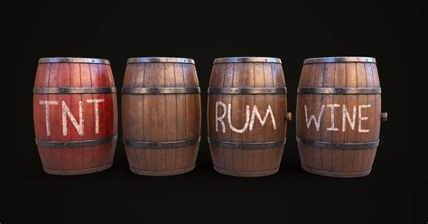 Wooden Barrels Of Different Textures 3d Industrial Unity Asset Store
