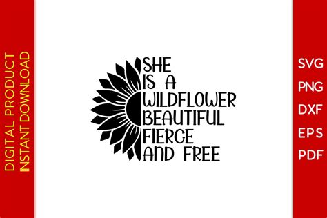 She Is A Wildflower Beautiful Fierce Svg Gráfico Por Creative Design