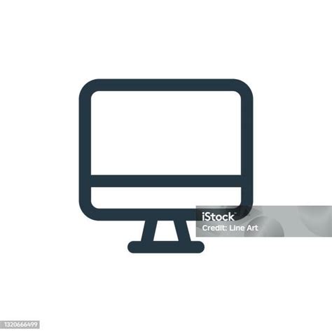 인터페이스 개념에서 데스크톱 컴퓨터 아이콘 벡터입니다 데스크톱 컴퓨터 편집 가능한 스트로크의 얇은 선 그림입니다 웹 및 모바일 앱 로고 인쇄 미디어에 사용하기 위한 데스크톱
