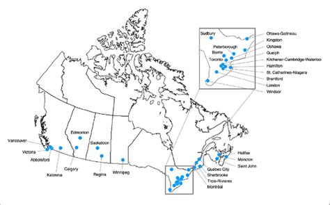 Map Of Census Metropolitan Areas Included In Statistics Canada Public Download Scientific