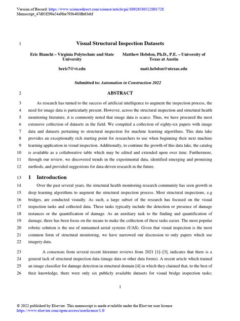 2022 Visual Structural Inspection Datasets Pdf Machine Learning Data