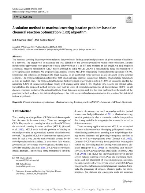 A Solution Method To Maximal Covering Location Problem Based On