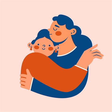 Mamá Abrazando A Hija Personas De Dibujos Animados Lindo Abstracto