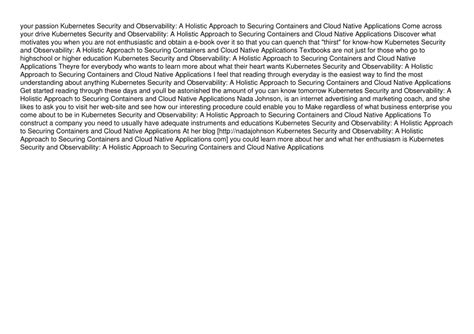 PPT PDF BOOK Kubernetes Security And Observability A Holistic Approach To Securin