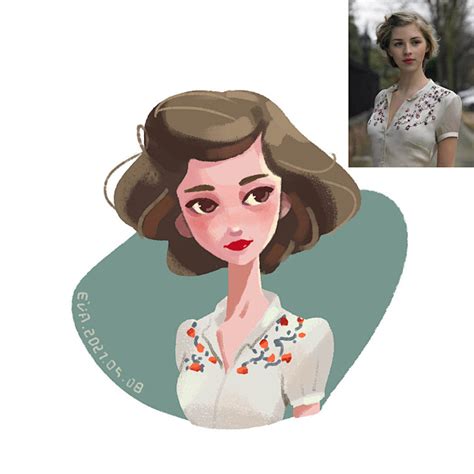 照片转欧美风卡通人物4 插画 创作习作 Evaliu0726 原创作品